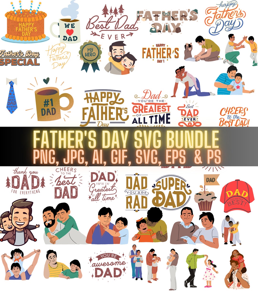 Fathers Day Svg Bundle, Father's Day Svg Special, Dad Quotation ...