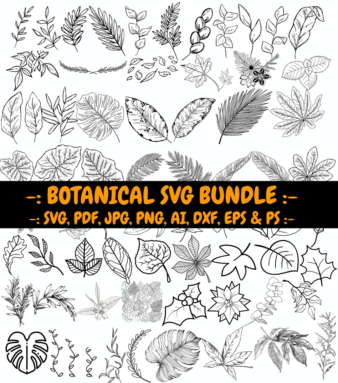 48 Leaves SVG / Hand Drawn Leaves SVG / Cut Files / Files for Cricut ...