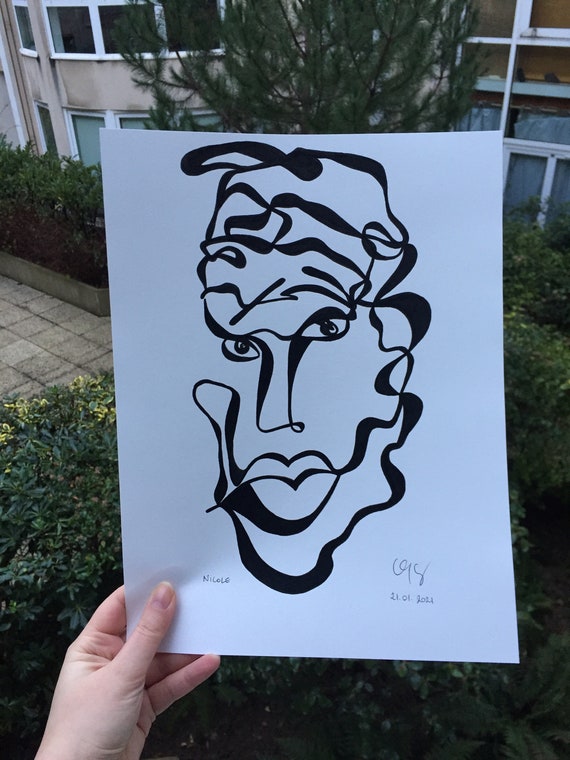 Line Drawing of Posca on 24x32 Format - Etsy