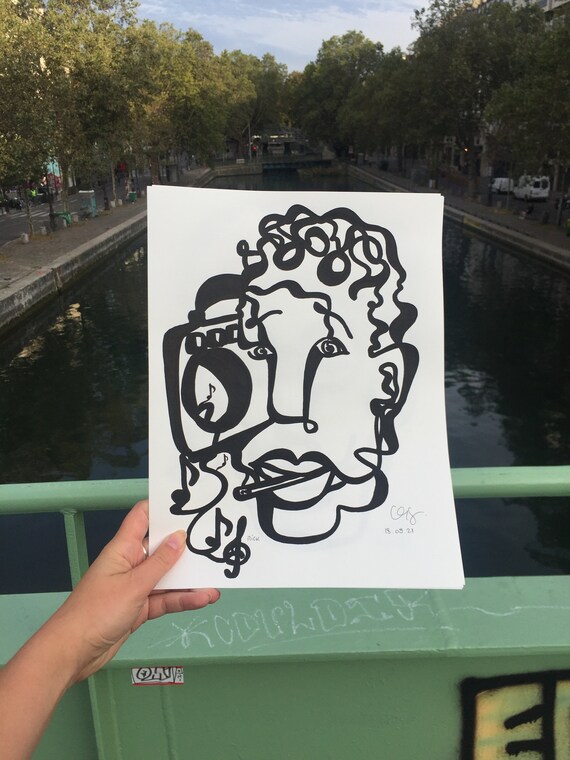 Line Drawing of Posca on 24x32 Format - Etsy