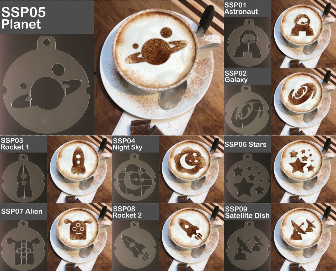 Space Themed Coffee Dusting Stencils - Etsy