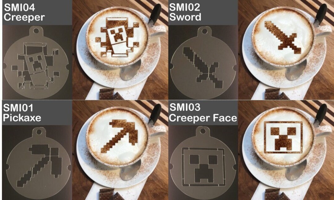 Minecraft Themed Coffee Dusting Stencils - Etsy