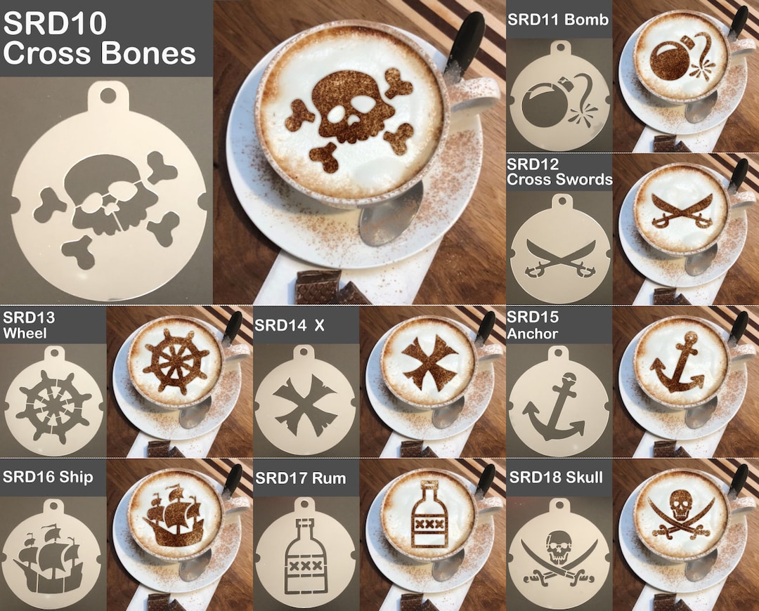 Pirate Themed Coffee Dusting Stencils - Etsy