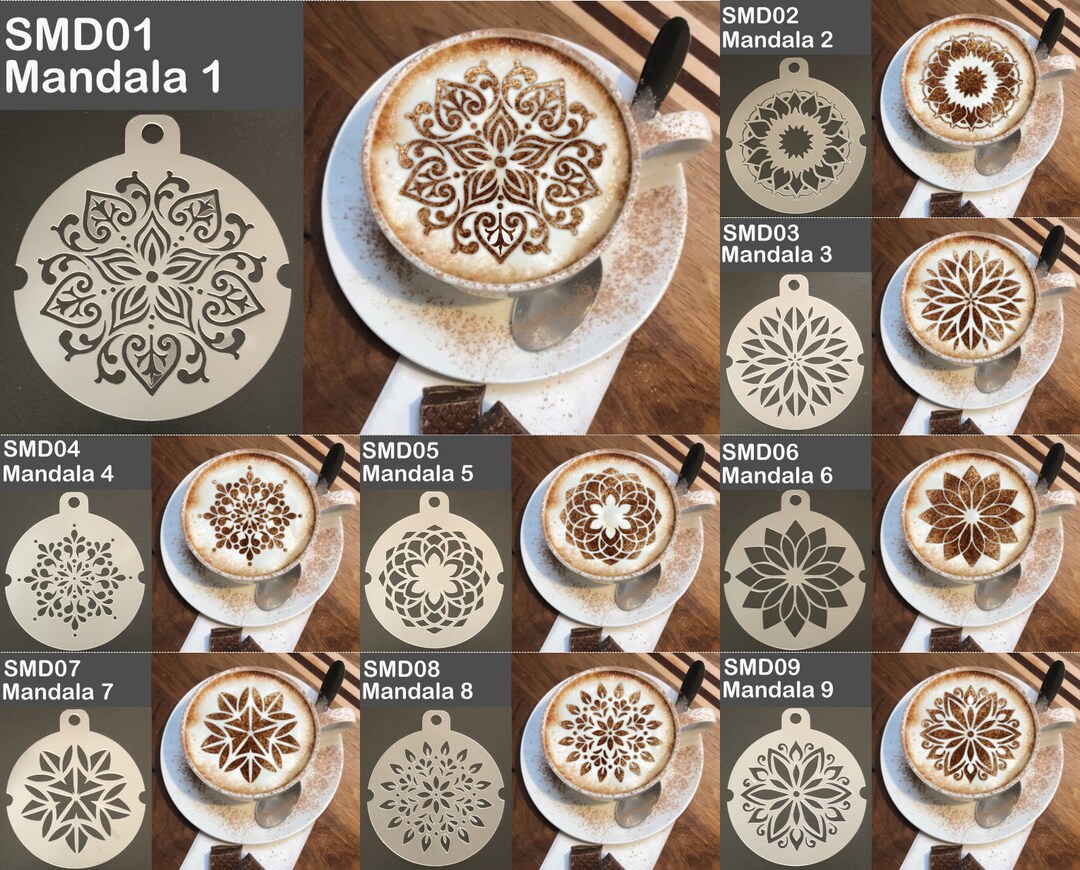 Mandala Themed Coffee Dusting Stencils - Etsy