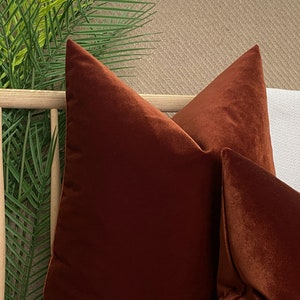 Matt Rust Velvet Pillow Cover, Super Soft Rust Velvet Pillow Cushion ...