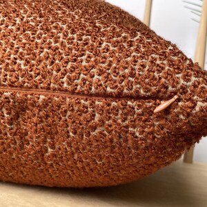 Deep Brick Puffy Boucle Pillow Cover, Textured Boho Pillow Cushion ...