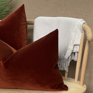 Matt Rust Velvet Pillow Cover, Super Soft Rust Velvet Pillow Cushion ...