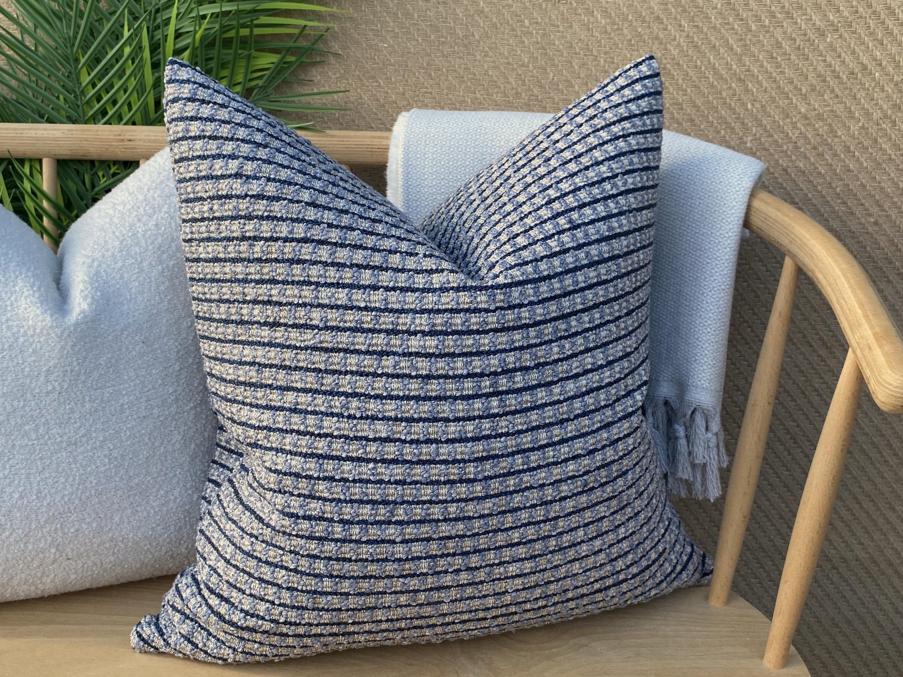 Blue and Navy Boho Pillow Cover, Cotton Thick and Soft Pillow Cushion ...