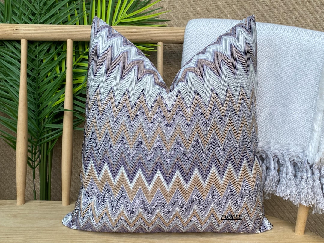 Purple Chevron Pillow Cover, Colorful Textured Zigzag Pillow Cushion ...