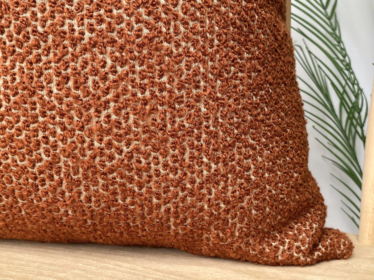 Deep Brick Puffy Boucle Pillow Cover, Textured Boho Pillow Cushion ...