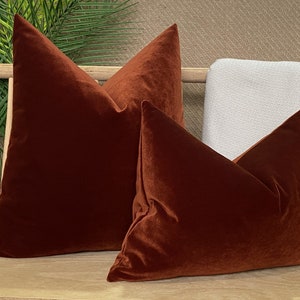 Matt Rust Velvet Pillow Cover, Super Soft Rust Velvet Pillow Cushion ...