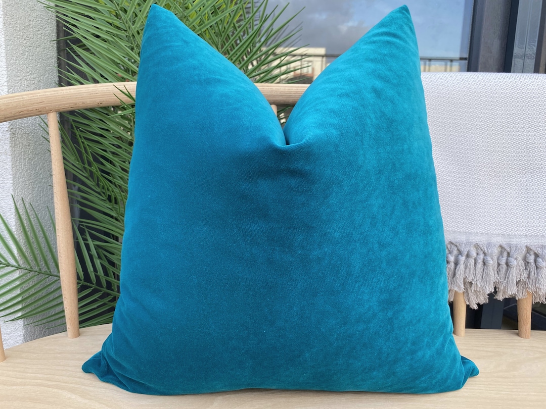 Turquoise Velvet Pillow Cover, Super Soft Velvet Pillow Cushion, Euro ...