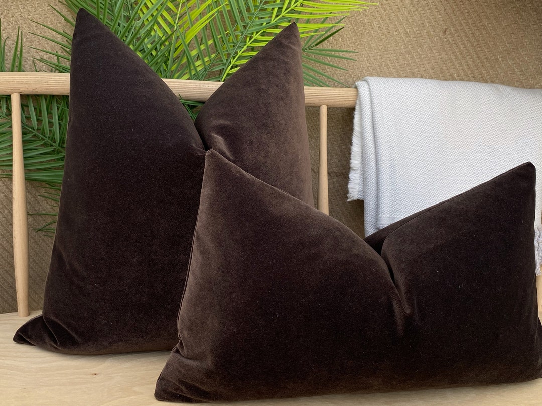 Dark Brown Velvet Pillow Cover, Soft Velvet Pillow Cushion, Brown ...