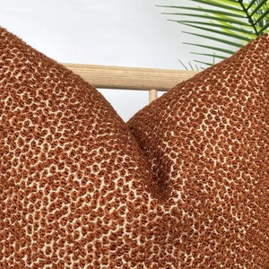 Deep Brick Puffy Boucle Pillow Cover, Textured Boho Pillow Cushion ...