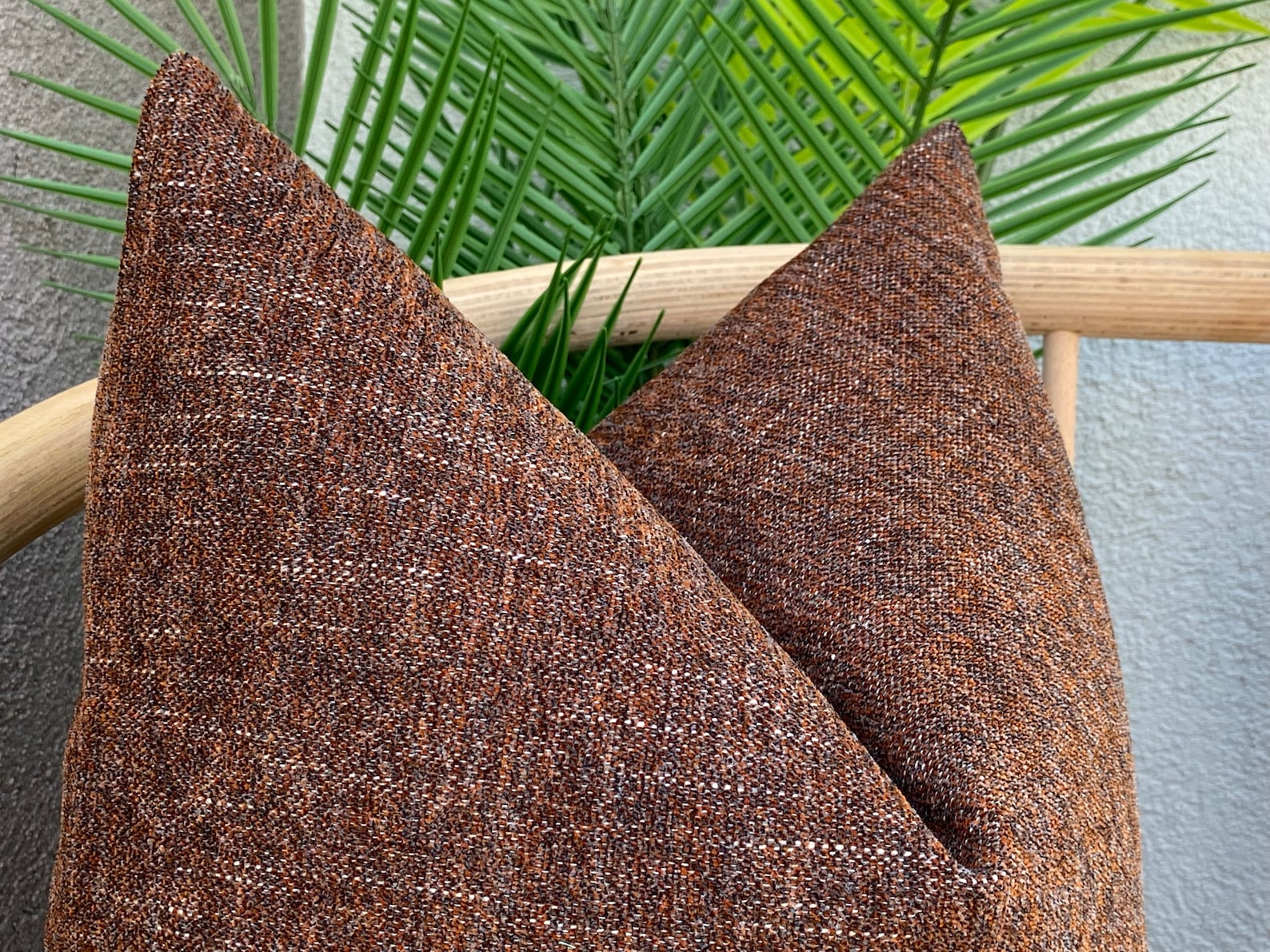 Rust Linen Pillow Cover, Woven Rust and Brown Pillow Cushion, Euro Sham ...