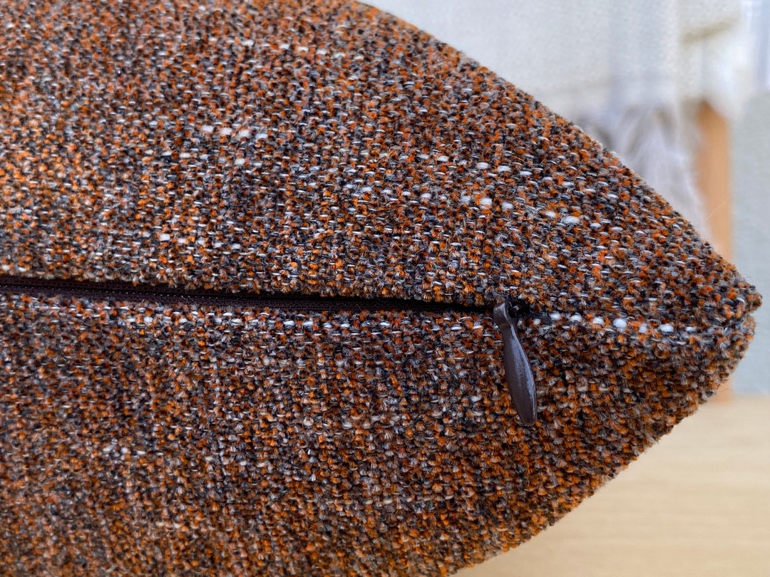 Rust Linen Pillow Cover, Woven Rust and Brown Pillow Cushion, Euro Sham ...