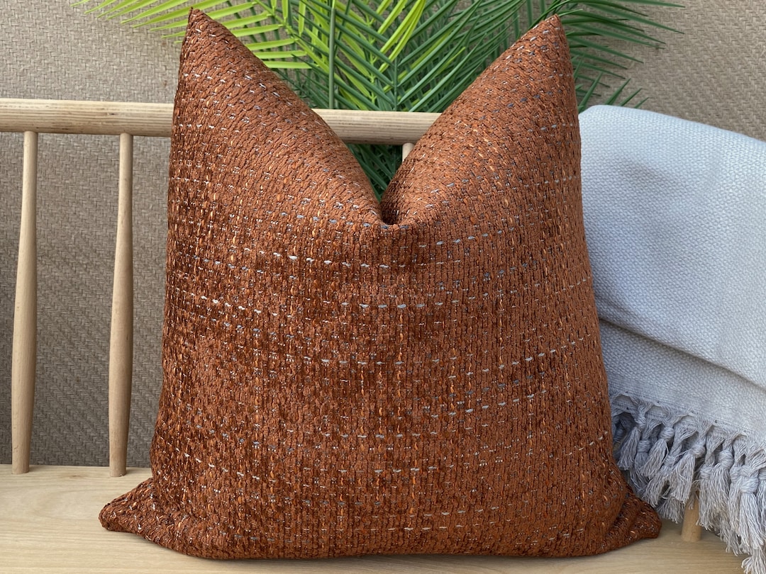 Rust Boho Pillow Cover, Soft Cotton Pillow Cushion, Euro Sham Pillow ...