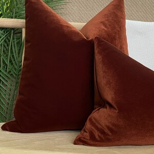 Matt Rust Velvet Pillow Cover, Super Soft Rust Velvet Pillow Cushion ...