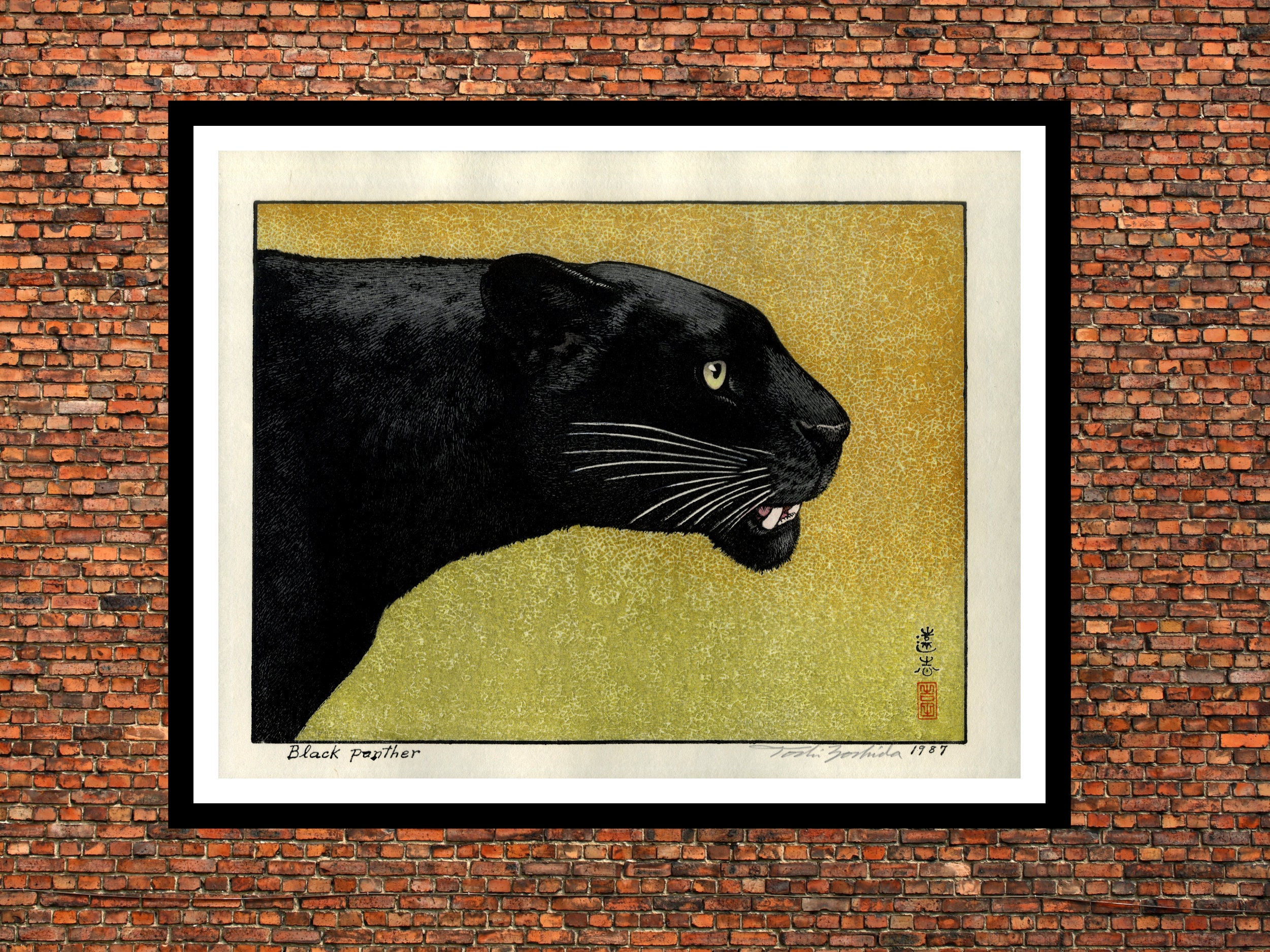 Japanese Panther Art, Japanese Painting, Black Panther, Toshi Yoshida ...