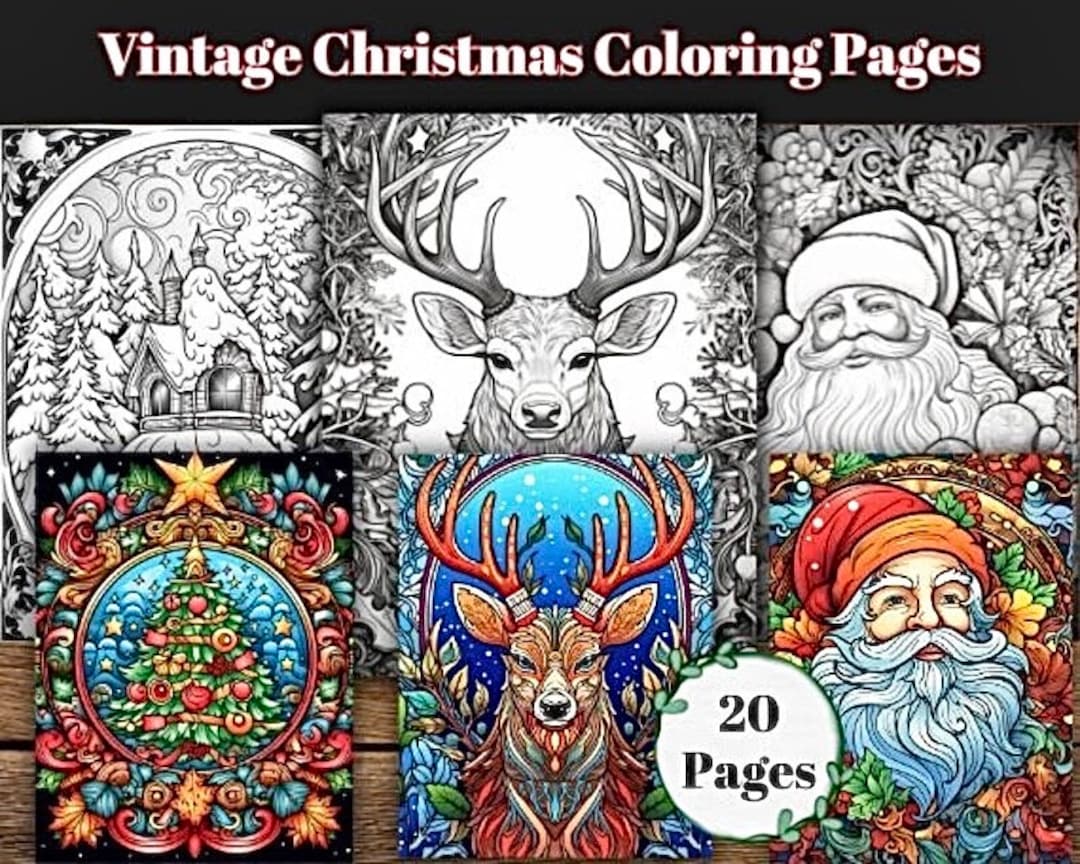 Vintage Christmas Coloring Pages Adult Coloring Book Kids - Etsy