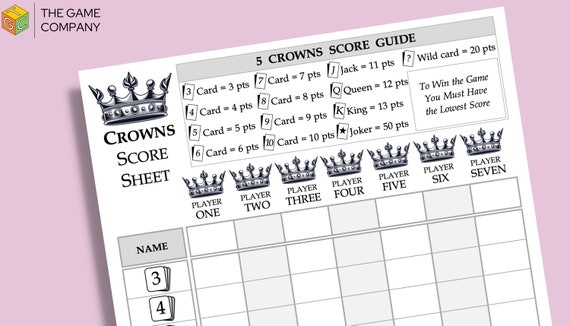Crowns Score Sheet Printable Crowns Score Card A4 Size, 46% OFF