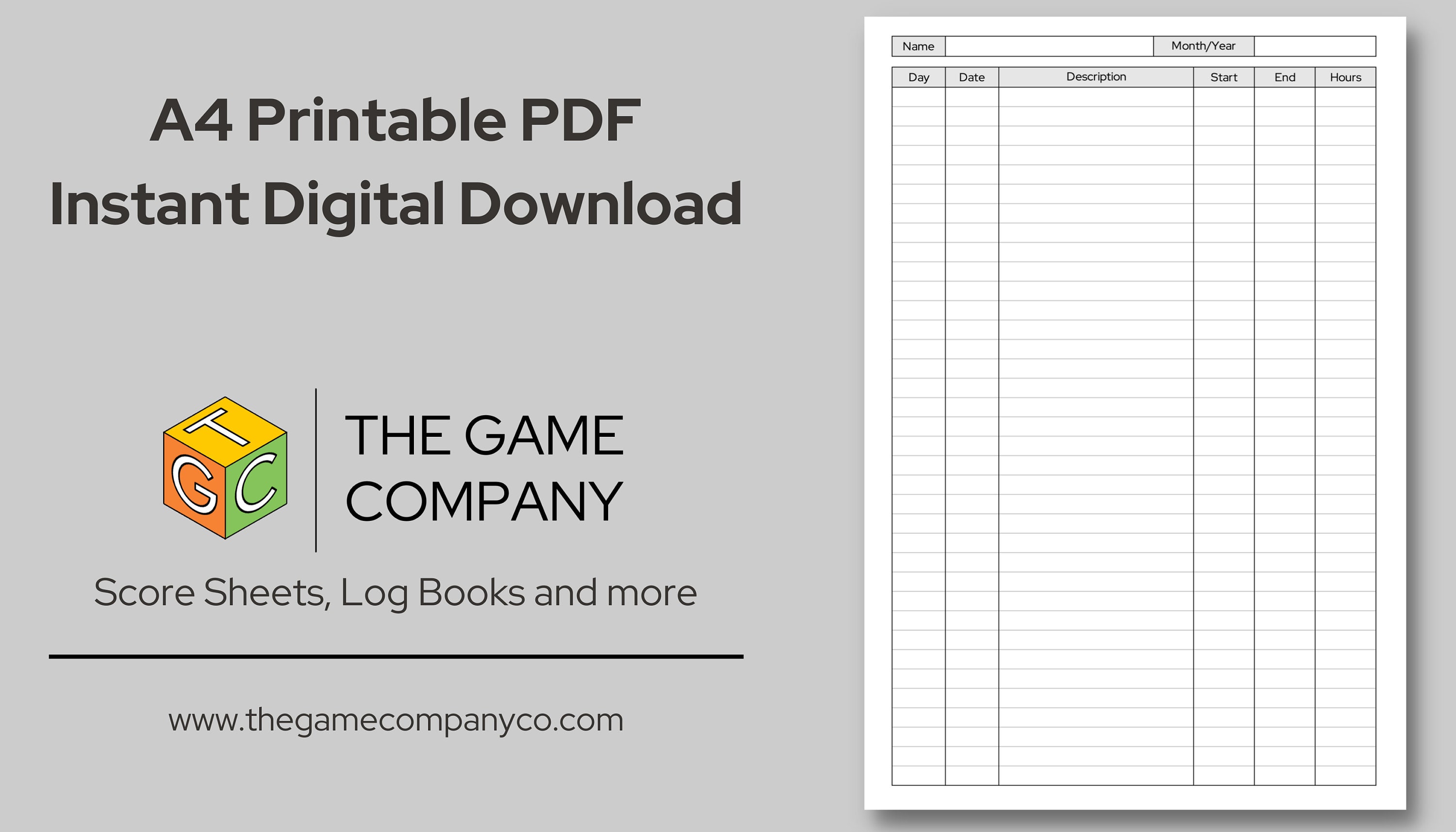 Daily Time Sheet Log | Printable Daily Timesheet Log | A4 Size Digital ...