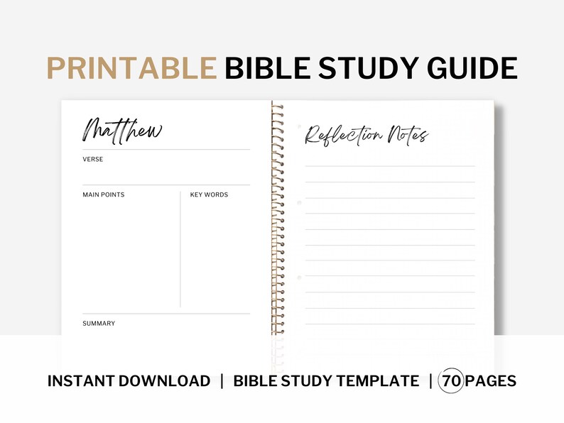 Printable Bible Study Guide | Minimalist Template | Instant Download ...
