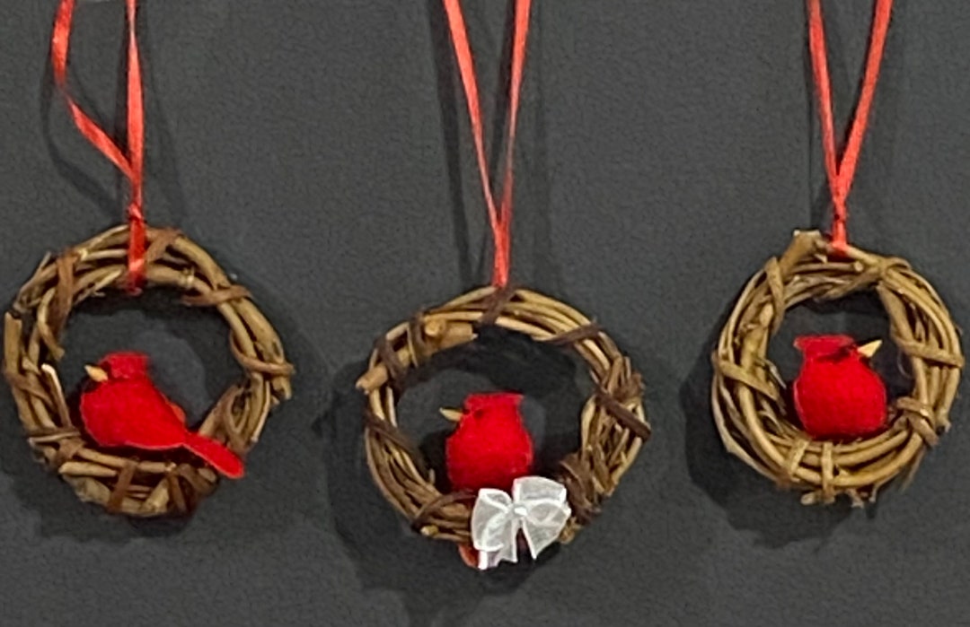 Trio of Red Cardinal Christmas Ornaments - Etsy