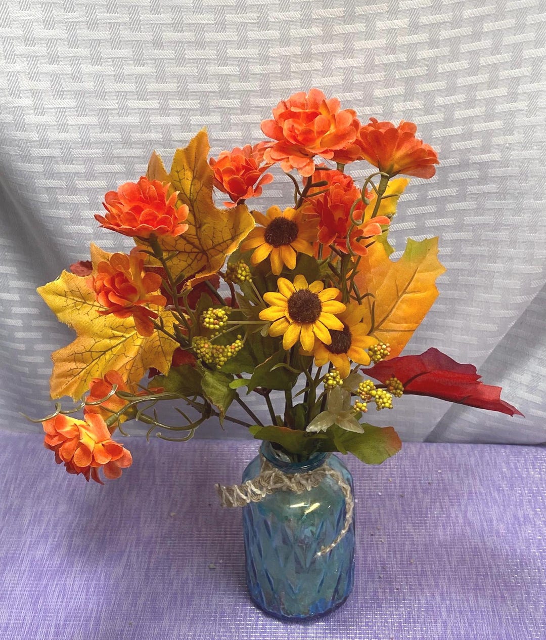 Fiery Fall Floral Combines Earthy Tones in a Glass Display Vase - Etsy