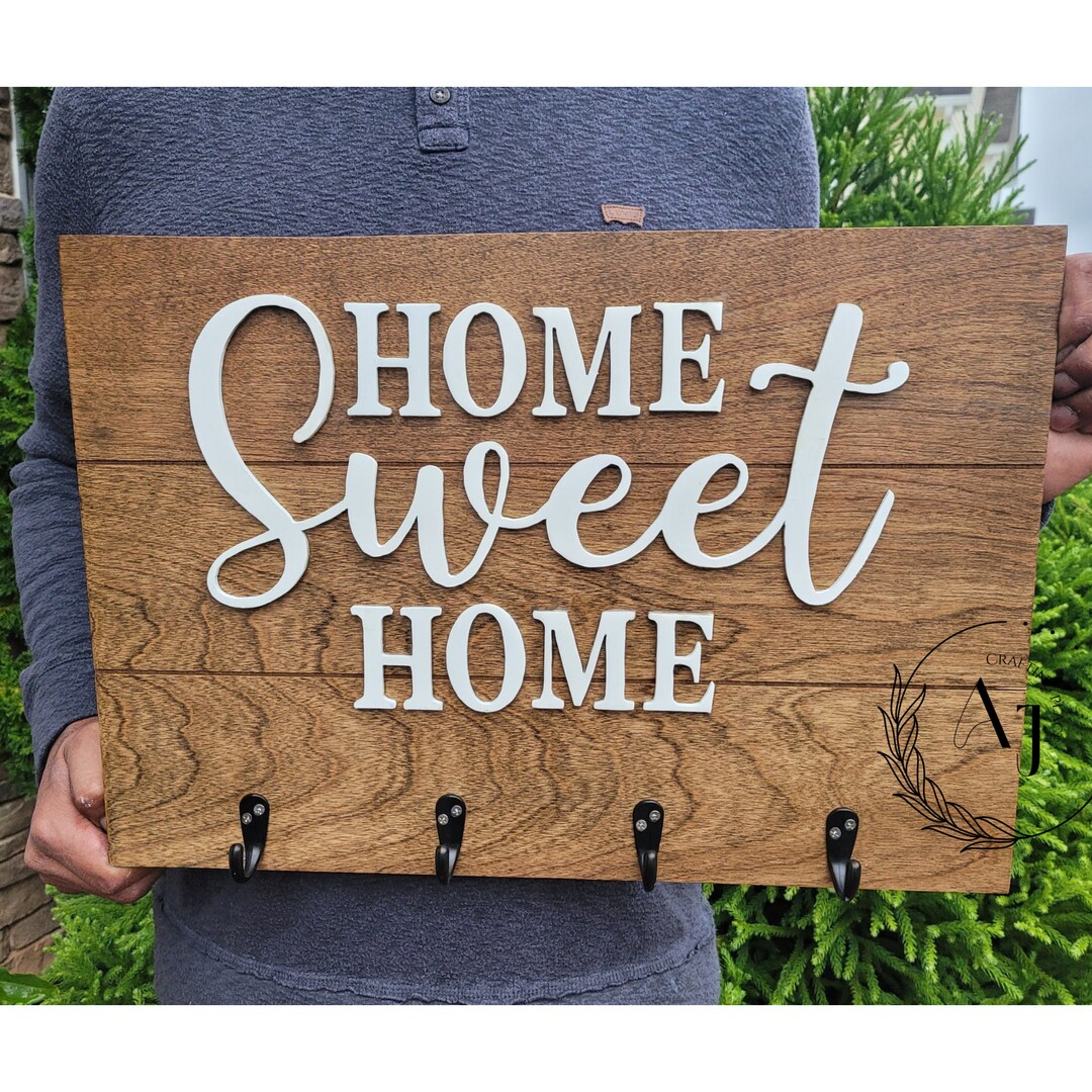 3D Home Sweet Home Key Holder Sign, Wedding Gift, Housewarming Gift ...