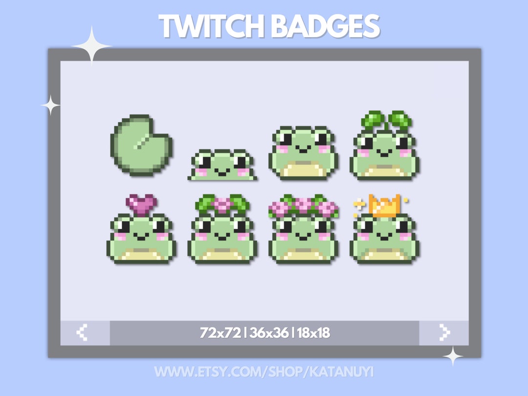 Cute Pixel Frog Sub/bit Badges for Twitch, Discord | Frogs Pixel Art ...