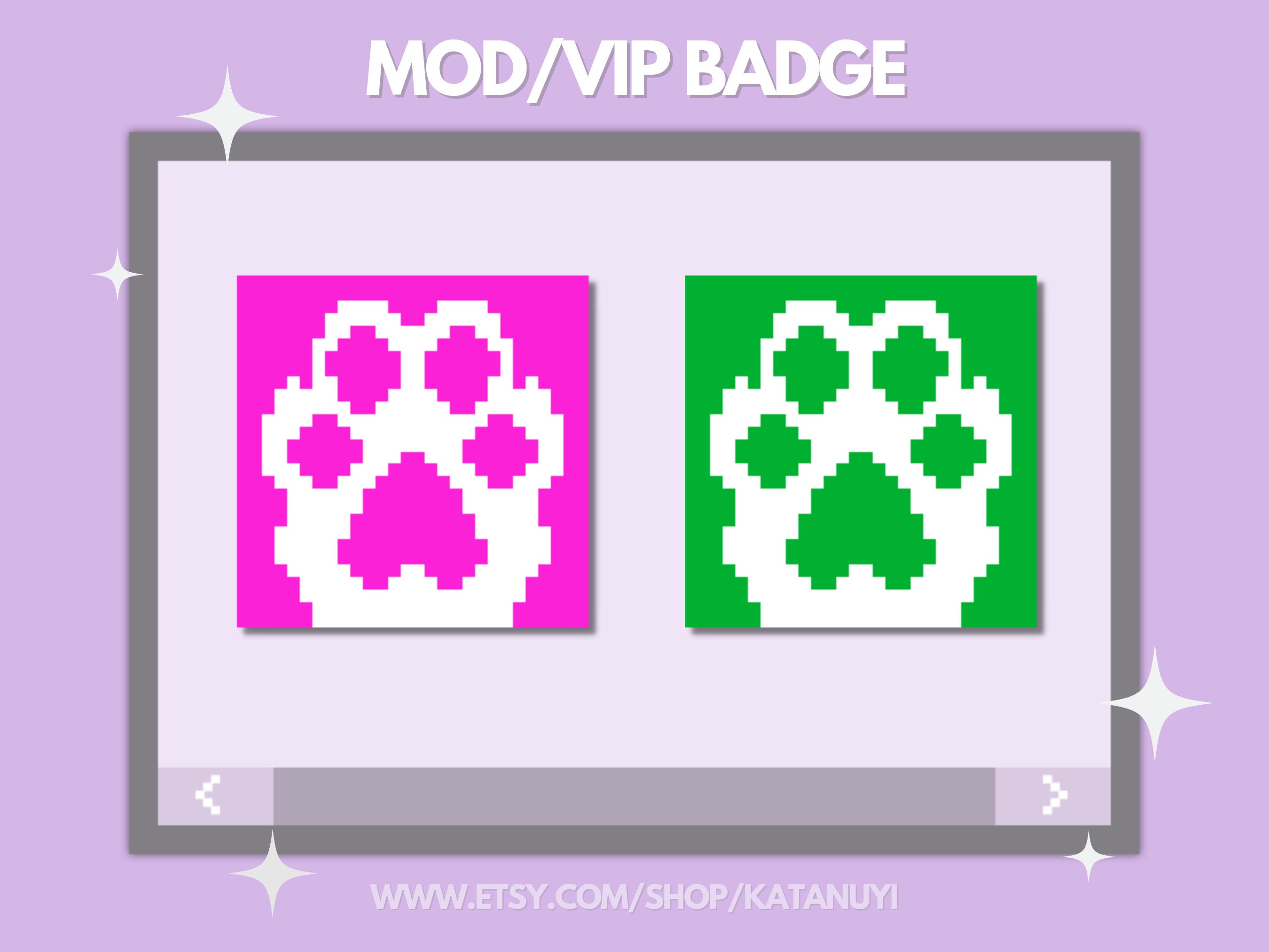 Mod Badge & VIP Badge Cat Paw Custom Badges for Twitch, Subscriber ...