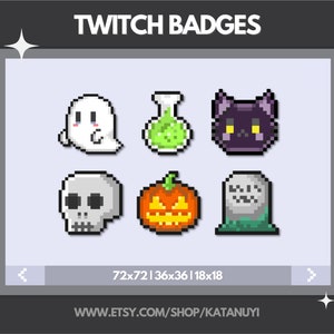 Spooky Pixel Sub / Bit Badges for Twitch Cute Sub Badges Pixel Art ...