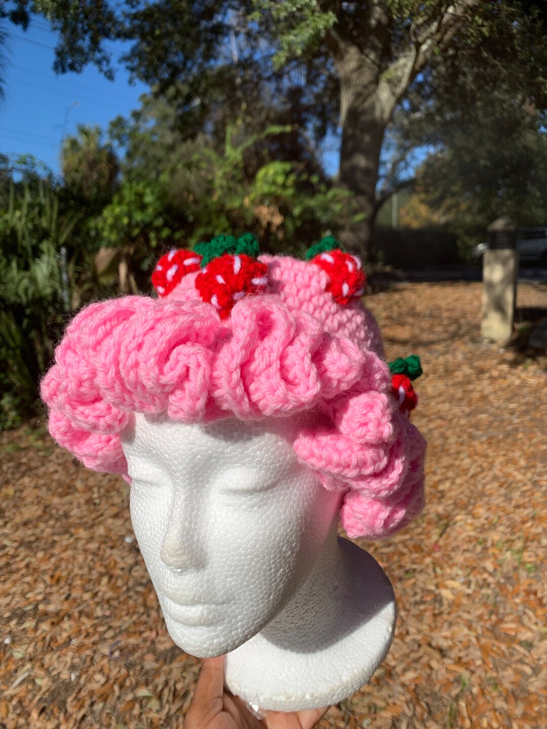 Deep Ruffled Strawberry Cake Crochet Hat - Etsy