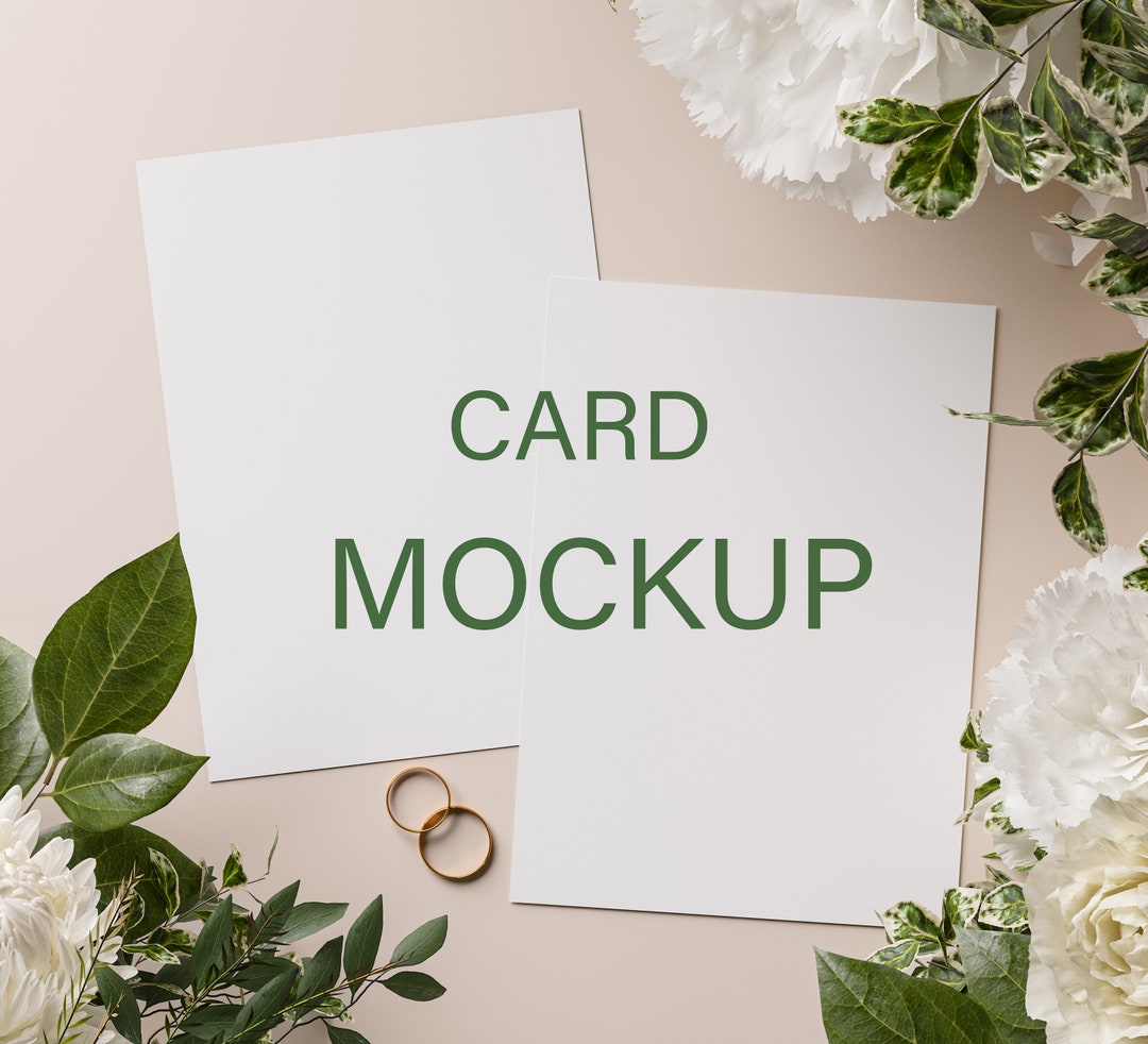 Double 5X7 Card Mockup, Two Cards Mockup, Wedding Card Mock Up ...