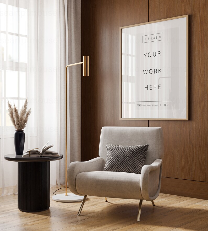 Modern Interior Frame Mockup: Vertical Art Print Display (PSD & JPG) - Etsy
