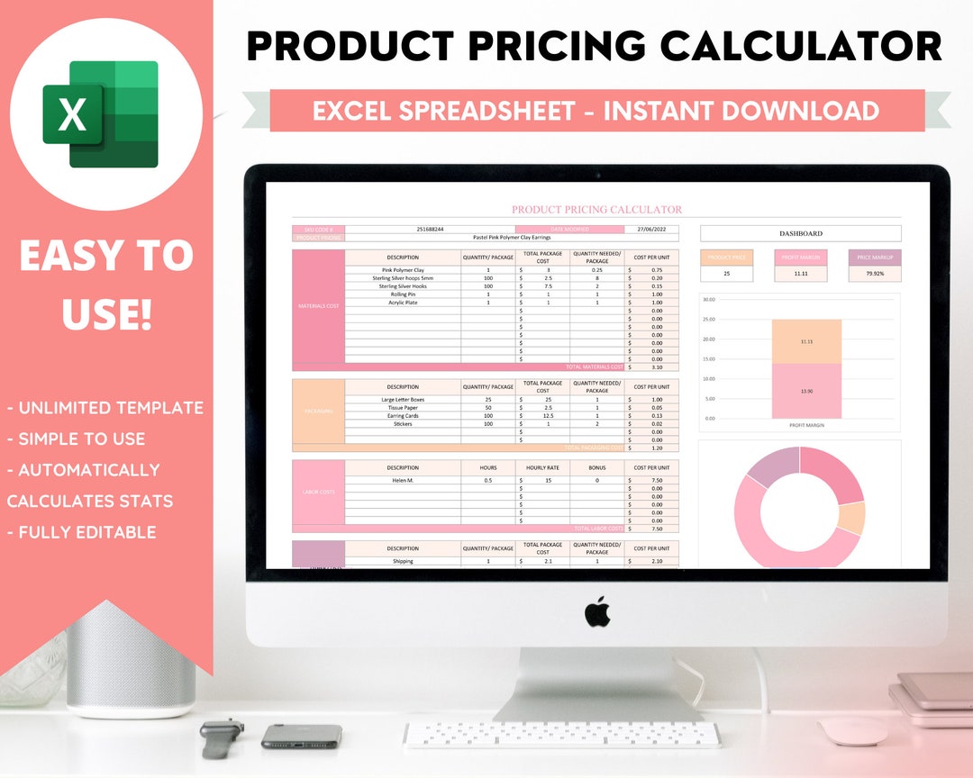 Product Pricing Calculator, Profit Margin Tracker, Microsoft Excel ...
