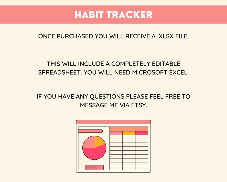 Habit Tracker Spreadsheet, Microsoft Excel, Daily, Weekly, Monthly ...