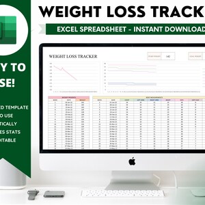Weight Loss Tracker Spreadsheet, Microsoft Excel, Daily, Weekly ...