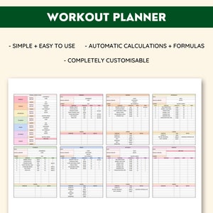 Workout Planner Spreadsheet, Microsoft Excel, Daily, Weekly, Fitness ...