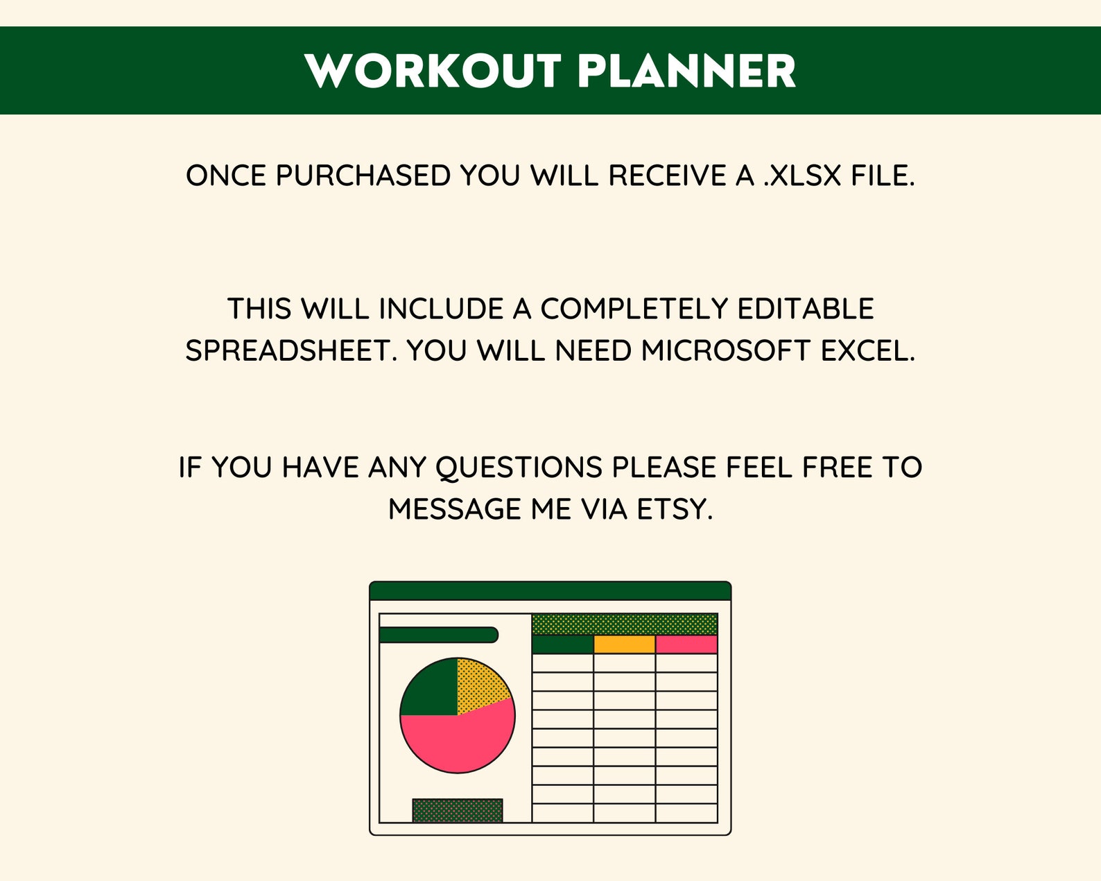 Workout Planner Spreadsheet, Microsoft Excel, Daily, Weekly, Fitness ...