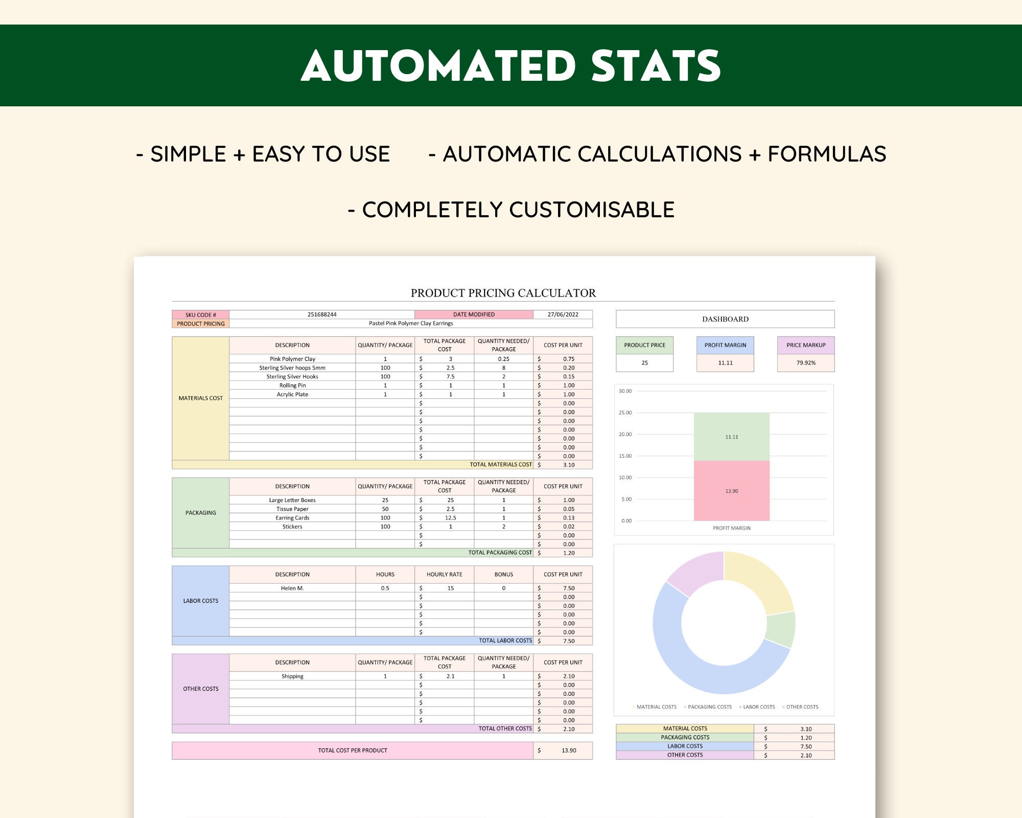Product Pricing Calculator, Profit Margin Tracker, Microsoft Excel ...
