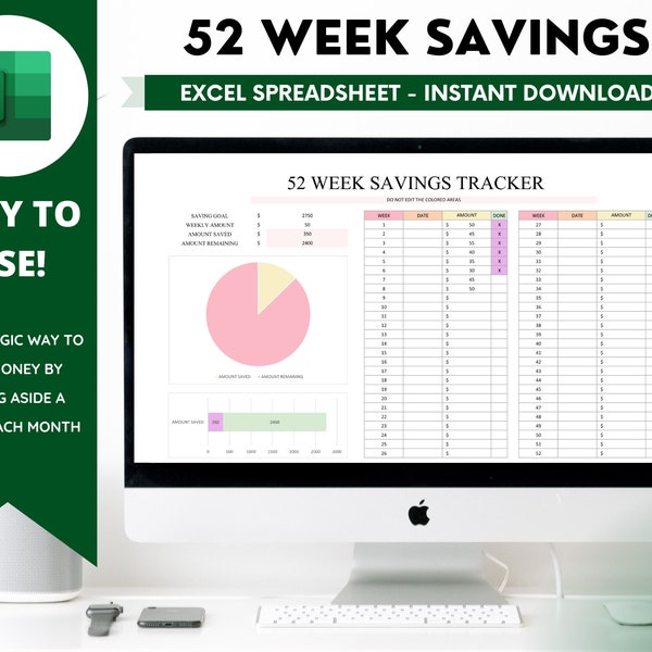 Savings Tracker Excel - Etsy