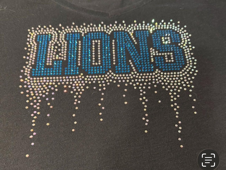 Detroit Lions Rhinestone Shirt, Beautiful Shiney Rhinestone Classic ...