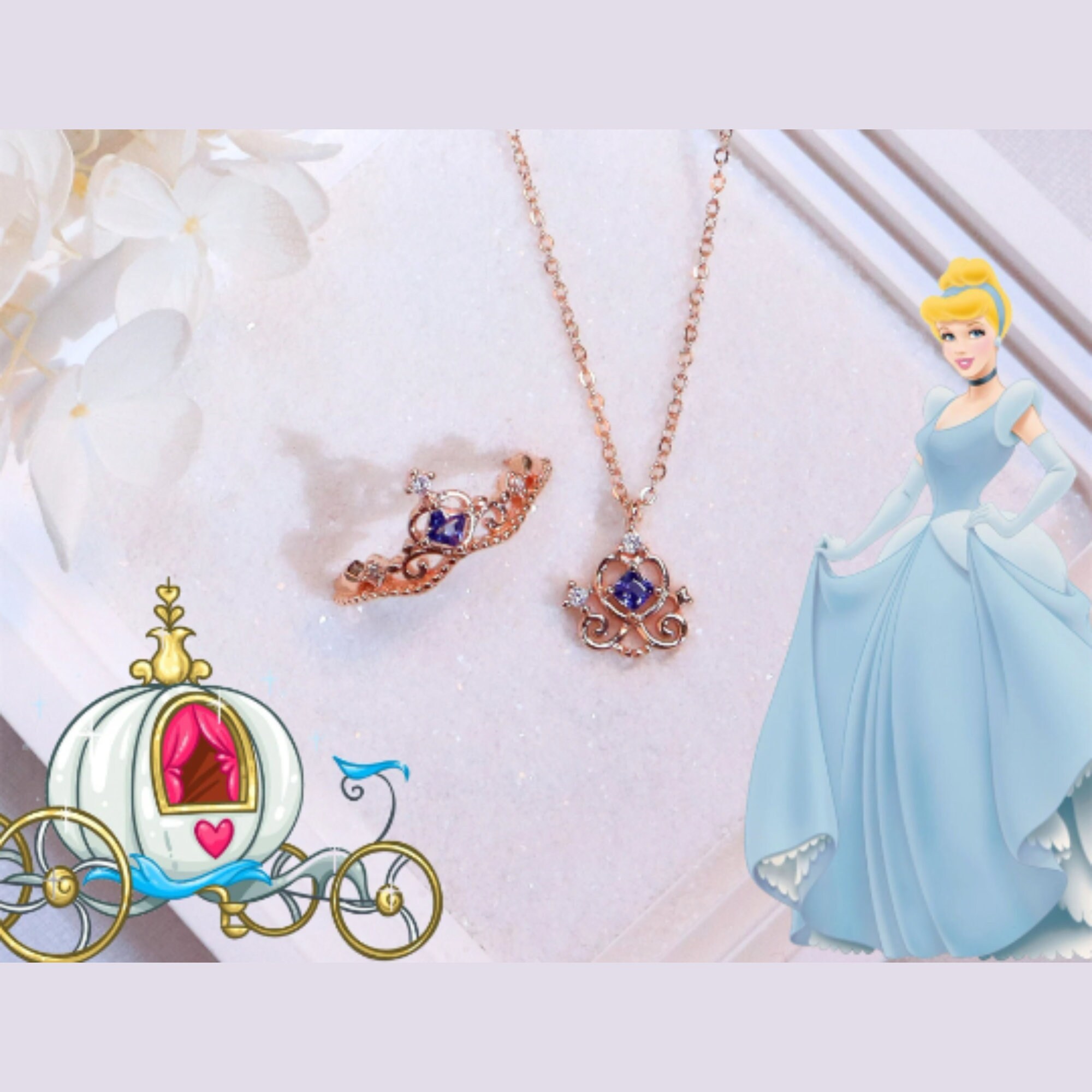 Cinderella Princess Jewelryprincess Jewelry Setblue Dainty - Etsy