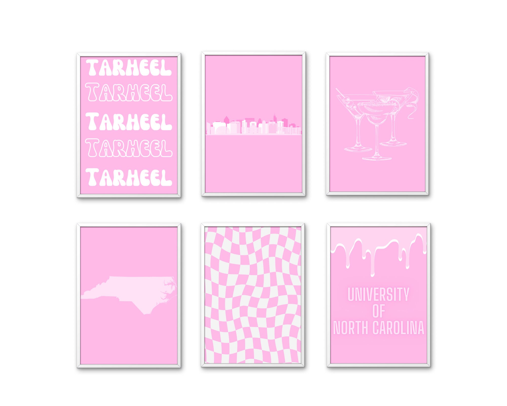 UNC Chapel Hill Pink Printable Posters for Dorm Room - Etsy