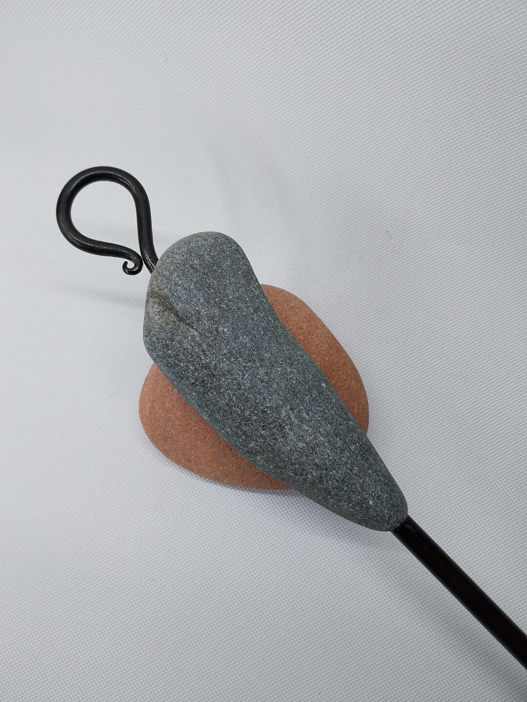 Hand Forged Iron Fire Poker With Beach Stone Handle.forged Wood Stove ...