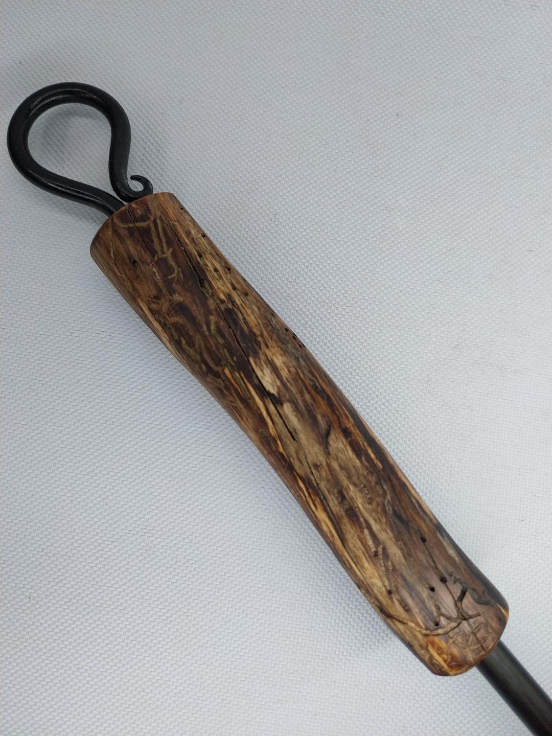 Hand Forged Iron Fire Rake. Cast Fireplace Poker.wrought Iron Wood ...