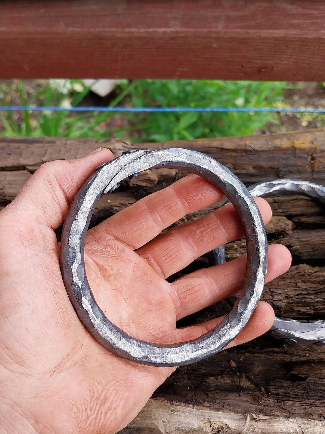Hand Forged Iron Ring.large Metal Circle.vintage Style Blacksmith Round ...