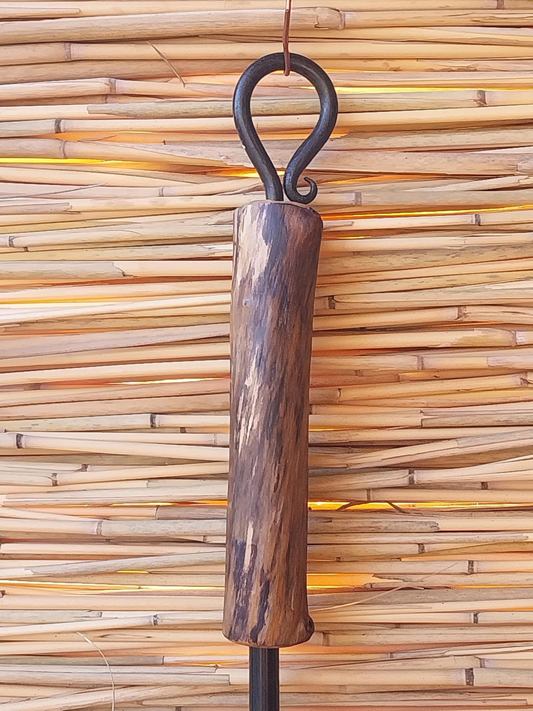 Hand Forged Iron Fireplace Ash Brush.cast Iron Fire Tool With Wooden ...